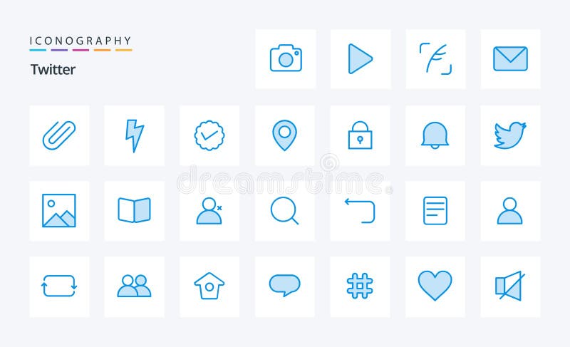 25 Twitter Blue icon pack editorial photo. Illustration of sets - 264599456