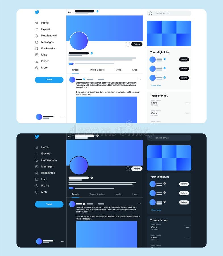 Twitter Desktop Version Vector Editable Mockup Template Editorial Stock ...