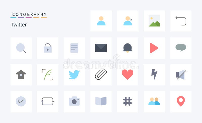 25 Twitter Flat Color Icon Pack Editorial Image - Illustration of ...