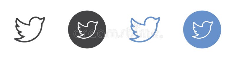 Twitter Icon Flat Set in Black and White Color Stock Illustration - Illustration of blue ...
