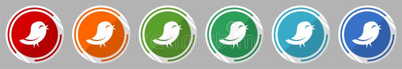 Twitter Icon Set, Vector Illustration in 6 Colors Options for Webdesign ...