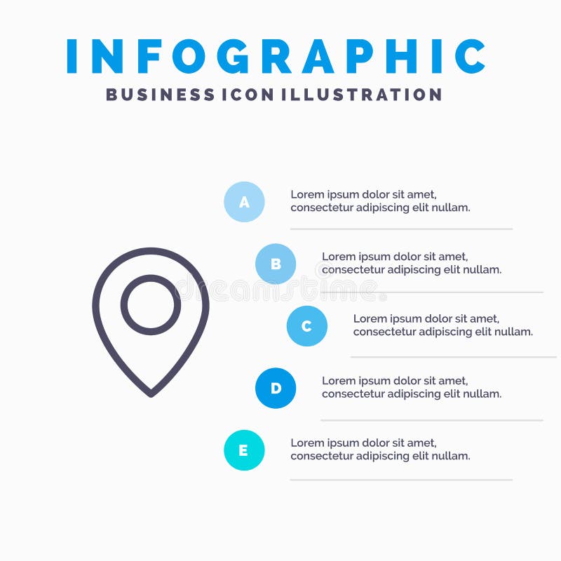 Twitter, Location, Map Line Icon with 5 Steps Presentation Infographics ...