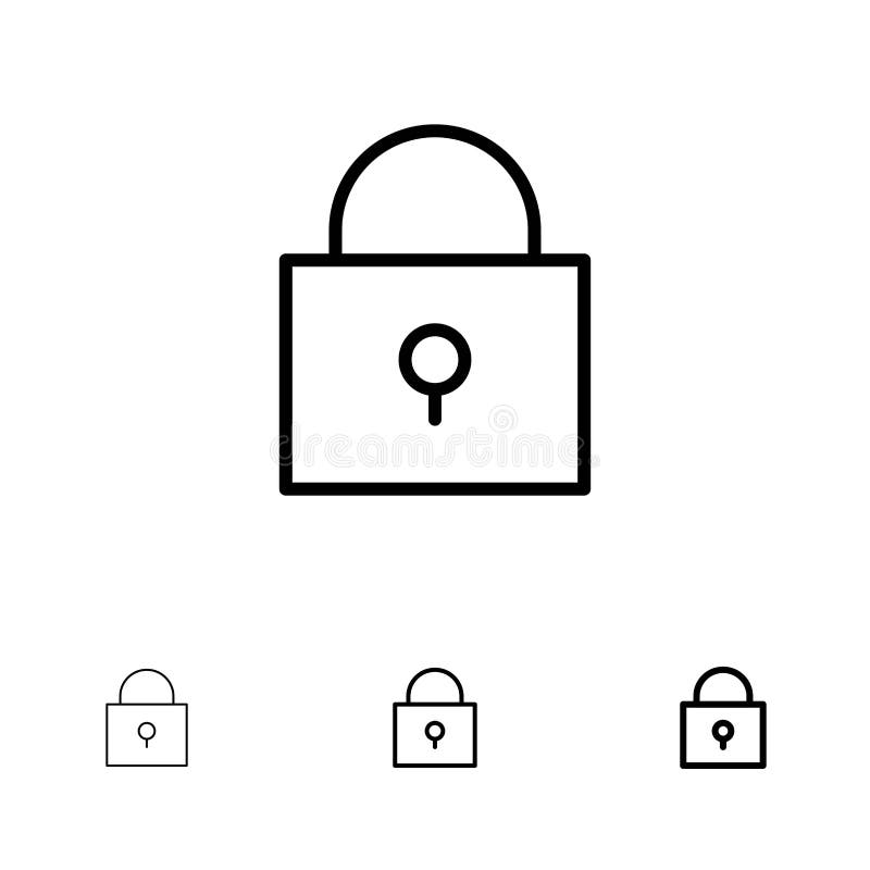 Twitter, Lock, Locked Bold and Thin Black Line Icon Set Stock Vector ...