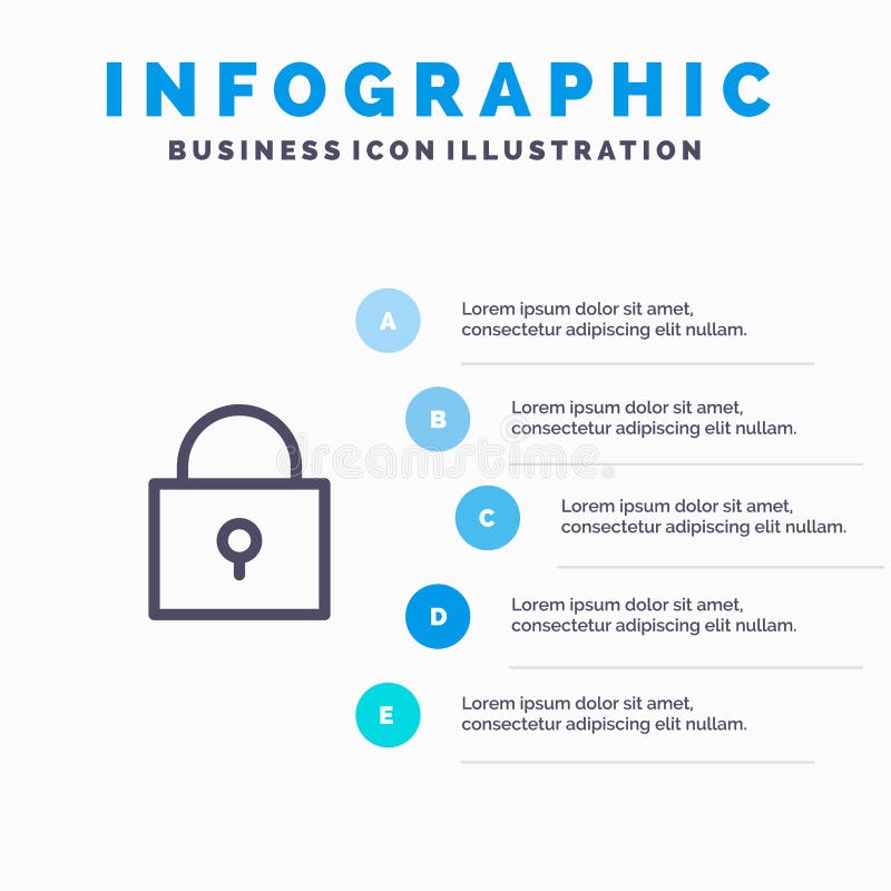 Twitter, Lock, Locked Line Icon with 5 Steps Presentation Infographics ...