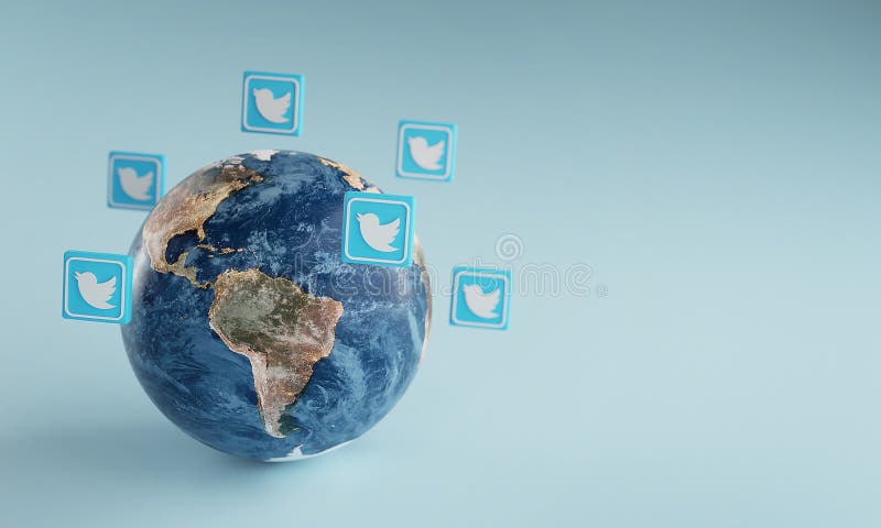 Twitter Logo Icon Around Earth. Popular App Concept Editorial Stock ...