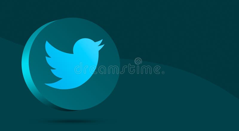 Twitter Logo Minimal Design on the Round Button 3d Render. Social Media ...