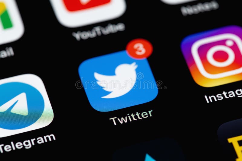 Twitter Mobile Icon App on Screen Smartphone IPhone Interface Editorial ...