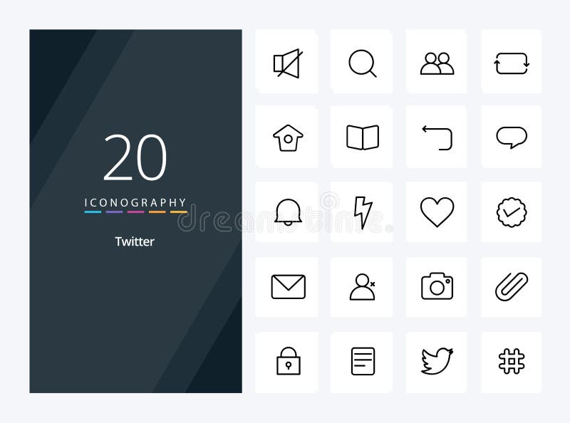 20 Twitter Outline Icon for Presentation Editorial Image - Illustration ...