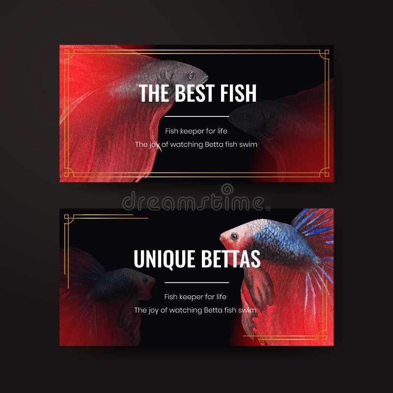 Twitter Template with Betta Fish Concept,watercolor Style Stock Vector ...