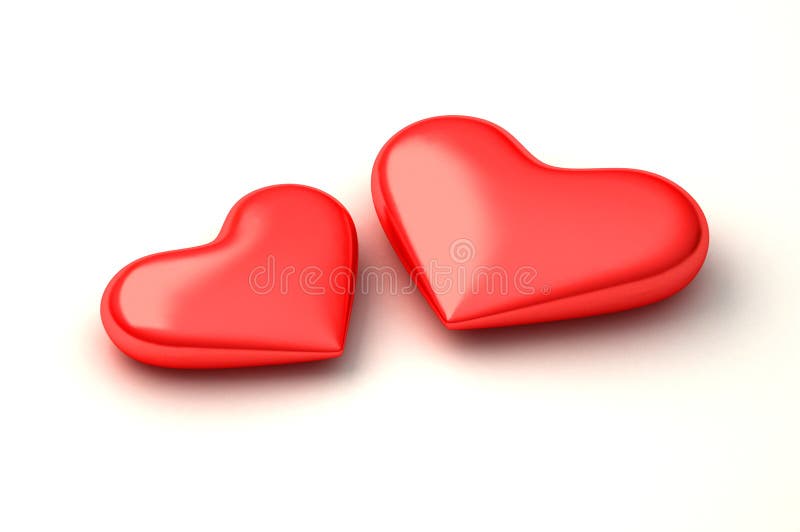 Two 3d perfect hearts stock illustration. Illustration of isolated ...