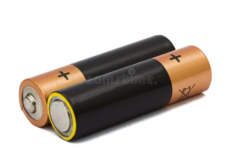 Two AA Battery Isolated on White, with Clipping Path Stock Image ...