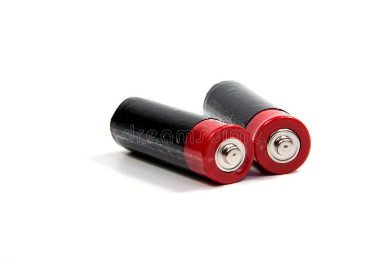 Two AA Battery on White with Clipping Stock Image - Image of energy ...
