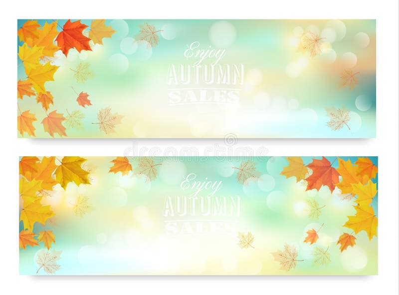 Two Abstract Autumn Banners with Color Leaves. Stock Vector ...