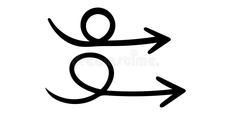 Two Abstract Black Arrows Formed with Circular Loop Strokes Pointing ...