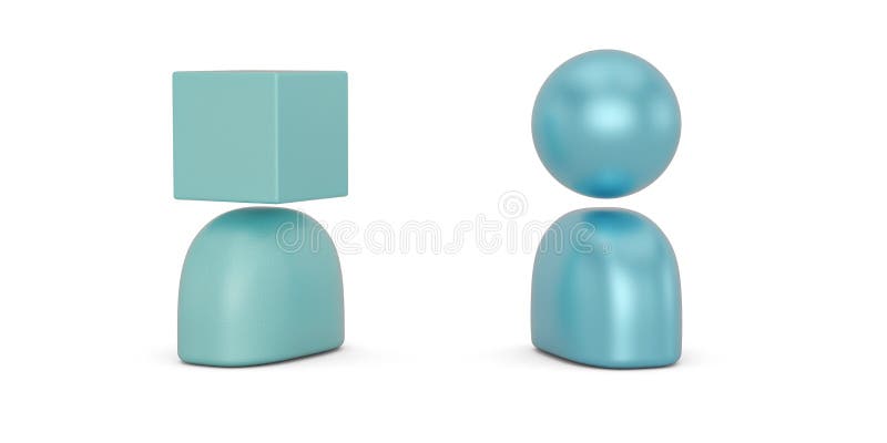 Two Abstract Character Isolated on White Background, 3D Rendering. 3D ...