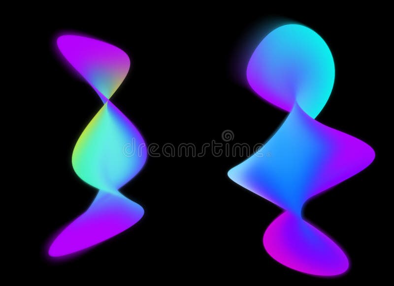 Two Abstract Colorful Twisted Shapes on Black Stock Photo - Image of ...