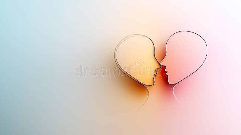 Two Abstract Faces in Profile, Symbolizing Connection and Intimacy ...