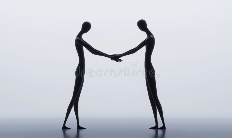Two Abstract Figures Embracing in a Minimalist Artistic Representation ...