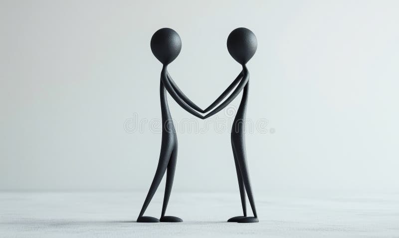 Two Abstract Figures Holding Hands Symbolizing Connection Unity Stock ...