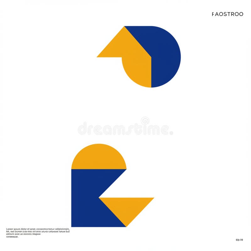 Two Abstract Geometric Shapes on a White Background. the Upper Shape ...