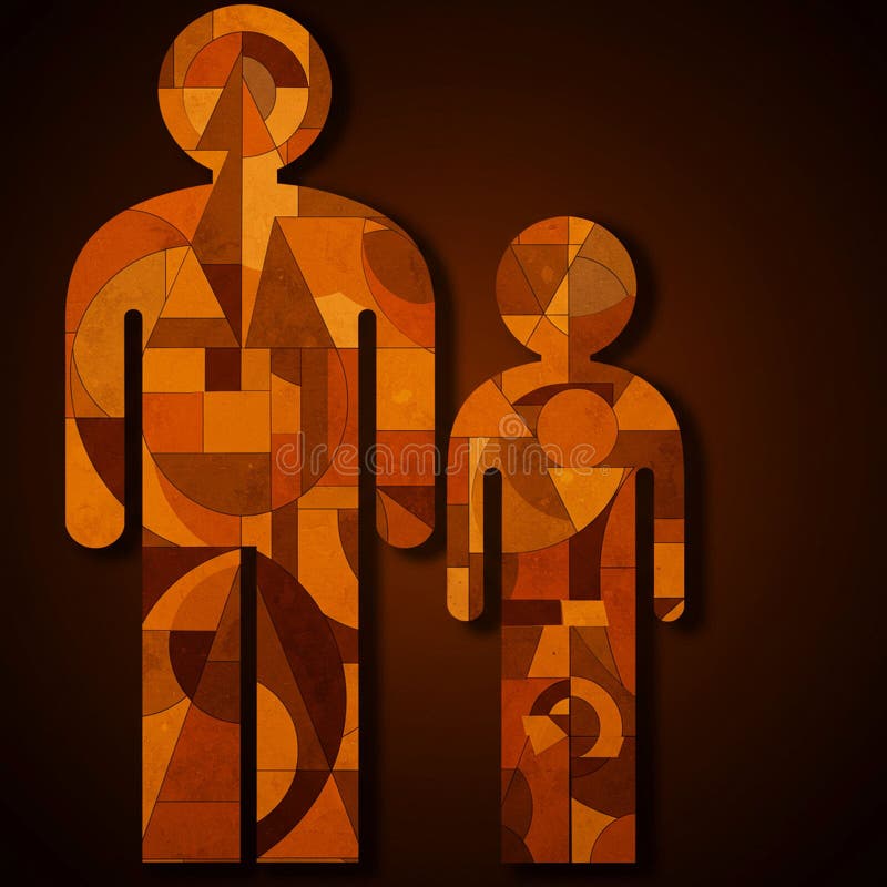 Two Abstract Human Figures are Depicted Using Geometric Shapes in ...
