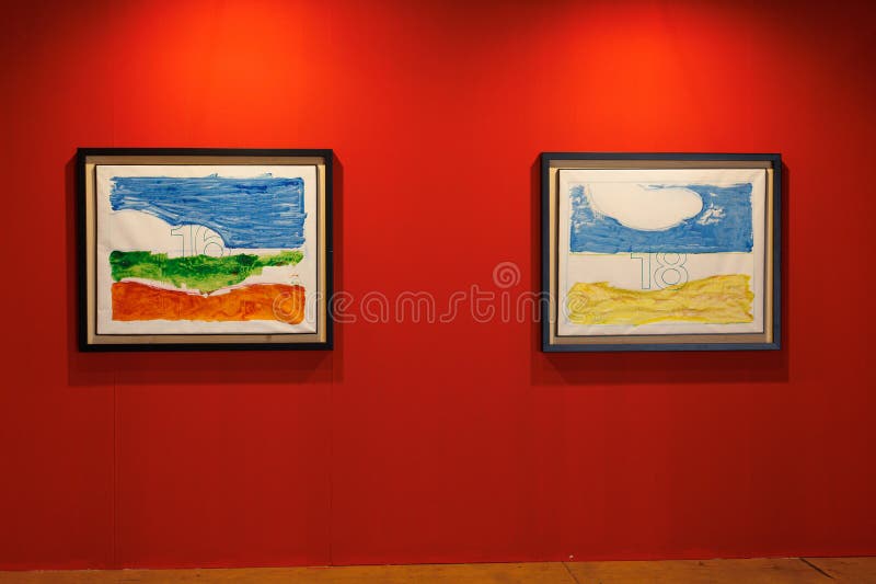 Two Abstract Paintings in a Modern Art Gallery Editorial Stock Photo ...