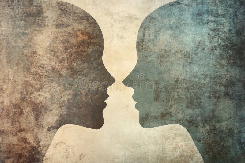 Two Abstract Silhouettes of Faces in Pastel Shades Convey a Deep Sense ...