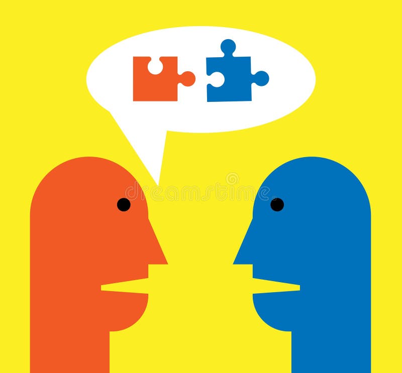 Two Abstract Talking Heads Discuss Business and Cooperation Stock ...