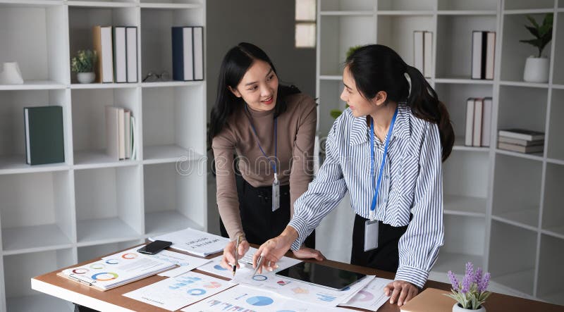 Team of Accountant Collaborating and Exchanging Ideas in Modern Office ...