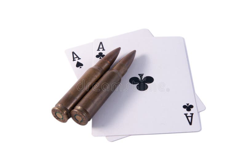 Two Aces Black and Two Rifle Bullets Stock Photo - Image of felt, lucky ...