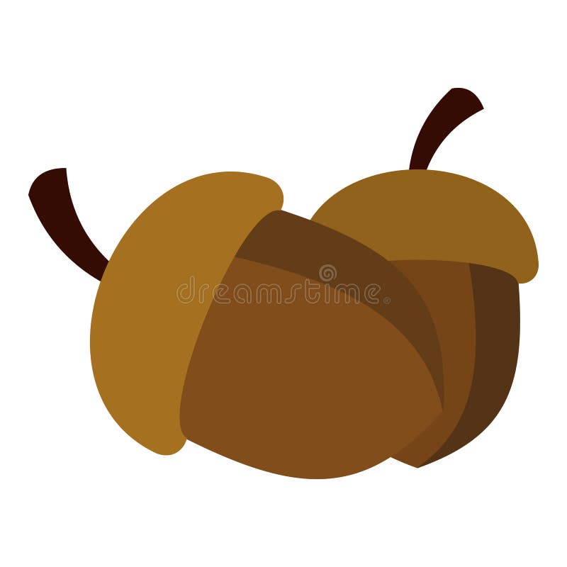 Two acorn icon, flat style stock vector. Illustration of autumn - 79608894