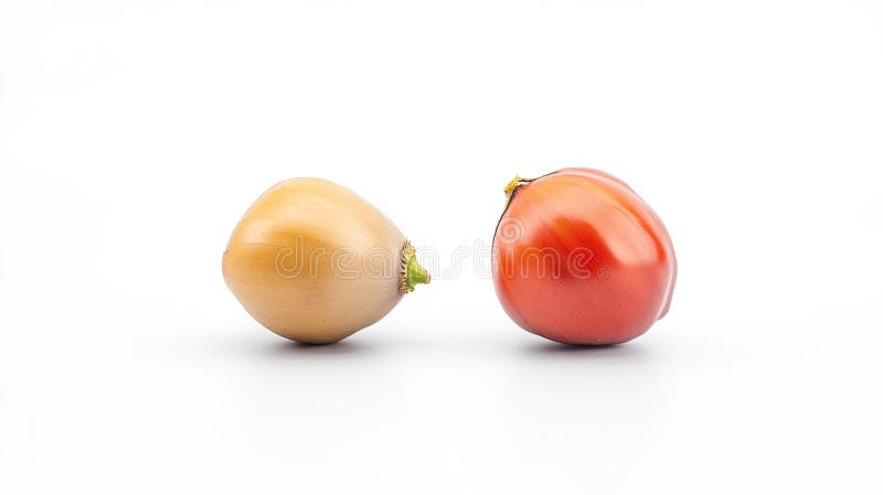 Two Acorn-shaped Objects with a Smooth Shiny Surface One Brown and One ...