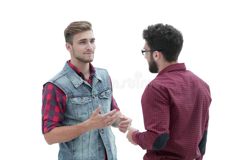 Two Active Young Men Talking. Stock Image - Image of isolated, face ...
