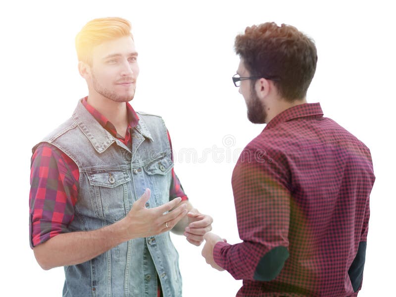 Two Active Young Men Talking. Stock Image - Image of isolated, face ...