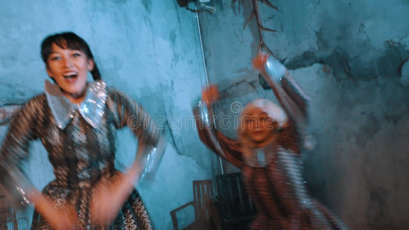 Two Actors Dance Performing in a Dramatic Horror Scene with Eerie ...