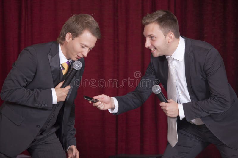 Two actors on the stage stock image. Image of drape, stage - 15679649