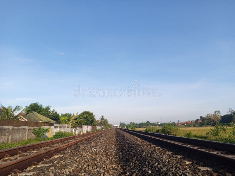 Two Adjacent Railroad Tracks with Beautiful Views Stock Image - Image ...