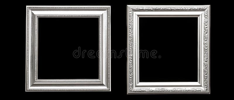 Two Adjacent White Picture Frames with Ornate Designs Stock Photo ...