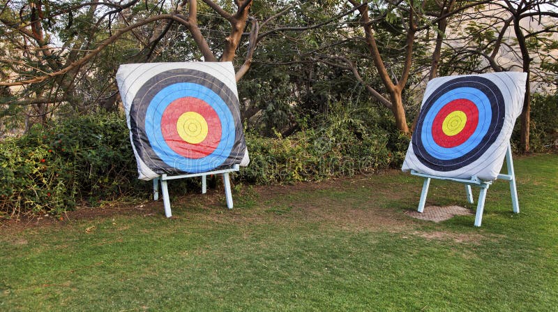 Two Adjascent Archery Range Bulls Eye Targets Stock Photo - Image of ...