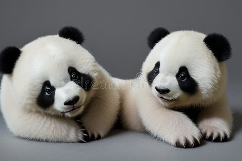 Two Adorable Baby Panda Bears Stock Illustration - Illustration of ...