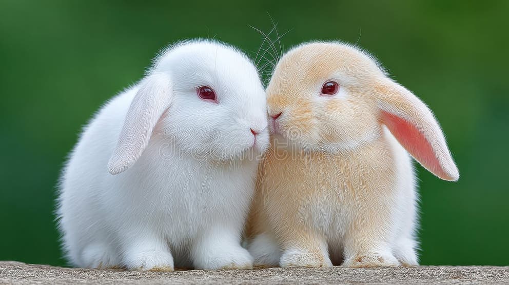 Two Adorable Baby Rabbits Cuddling Together Stock Illustration ...