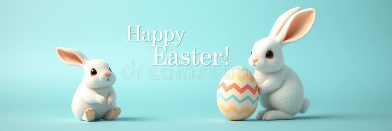 Cute Bunnies Celebrate Easter with Colorful Eggs in a Festive ...