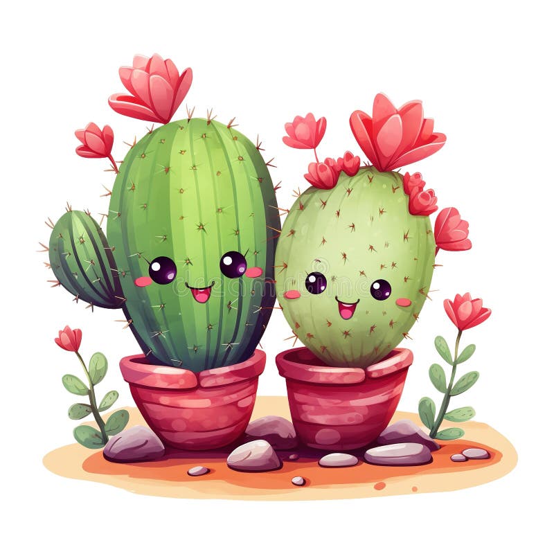 Two adorable cactuses stock photo. Illustration of spiky - 302385254