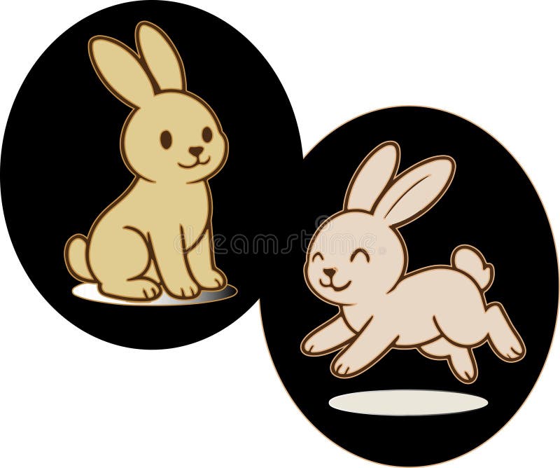 Two cartoon rabbits stock vector. Illustration of cartoon - 381124690