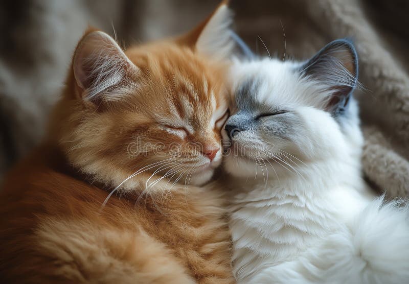 Two Adorable Kittens Sleeping Cuddling Stock Illustration - Illustration of kitten, eyes: 359631783