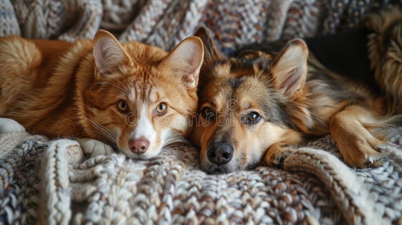 Two Adorable Mixed Breed Dogs are Relaxing Together on the Couch Stock ...