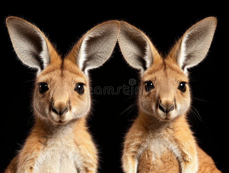 Two Adorable Red Kangaroo Joeys Looking at the Camera Stock ...
