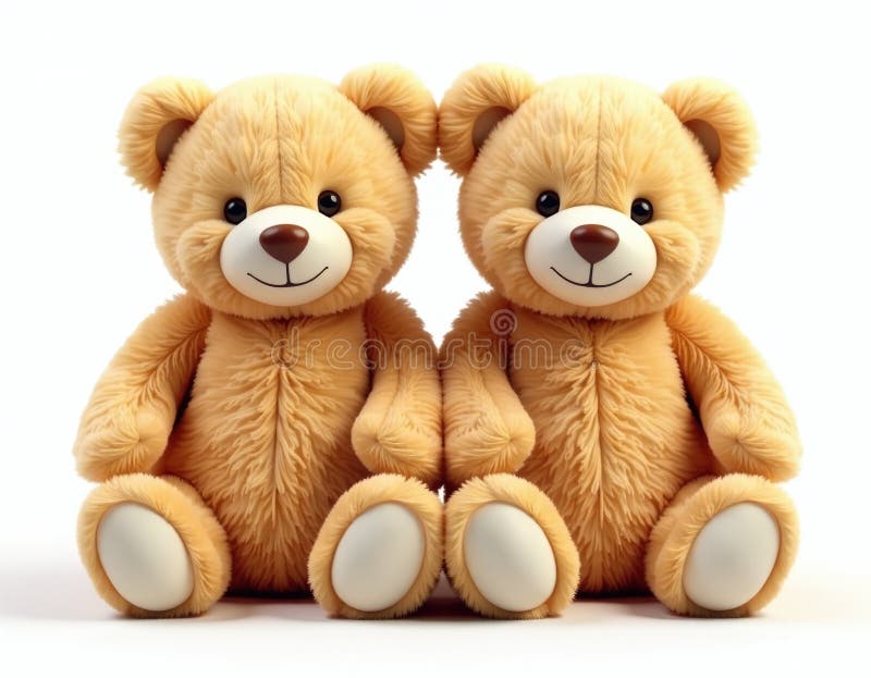 Two Adorable Teddy Bears Sitting Together Stock Illustration ...