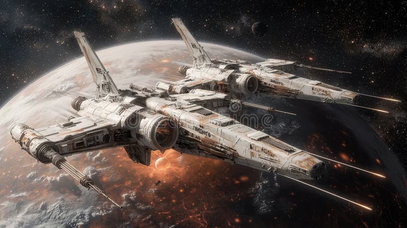 Epic Spaceship Combat in Outer Space Sci-fi Action Scene Futuristic ...