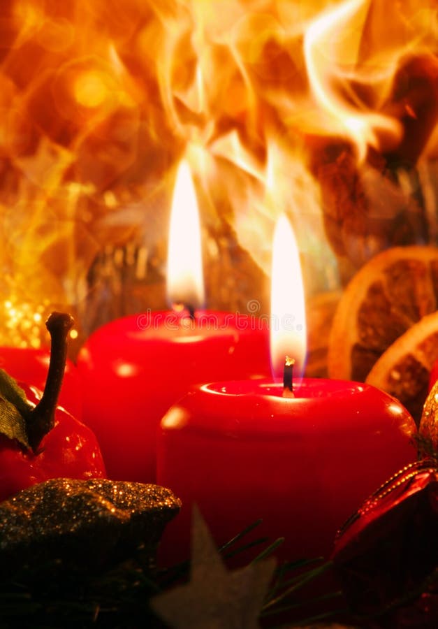Two Advent candles . stock image. Image of december, card - 47241073